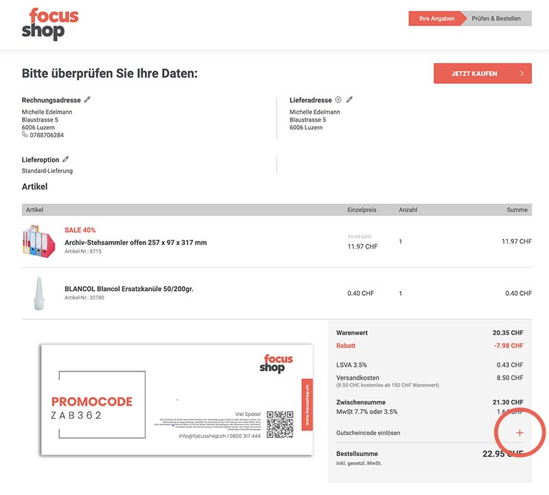 Gutscheine & Rabatte | focusshop.ch